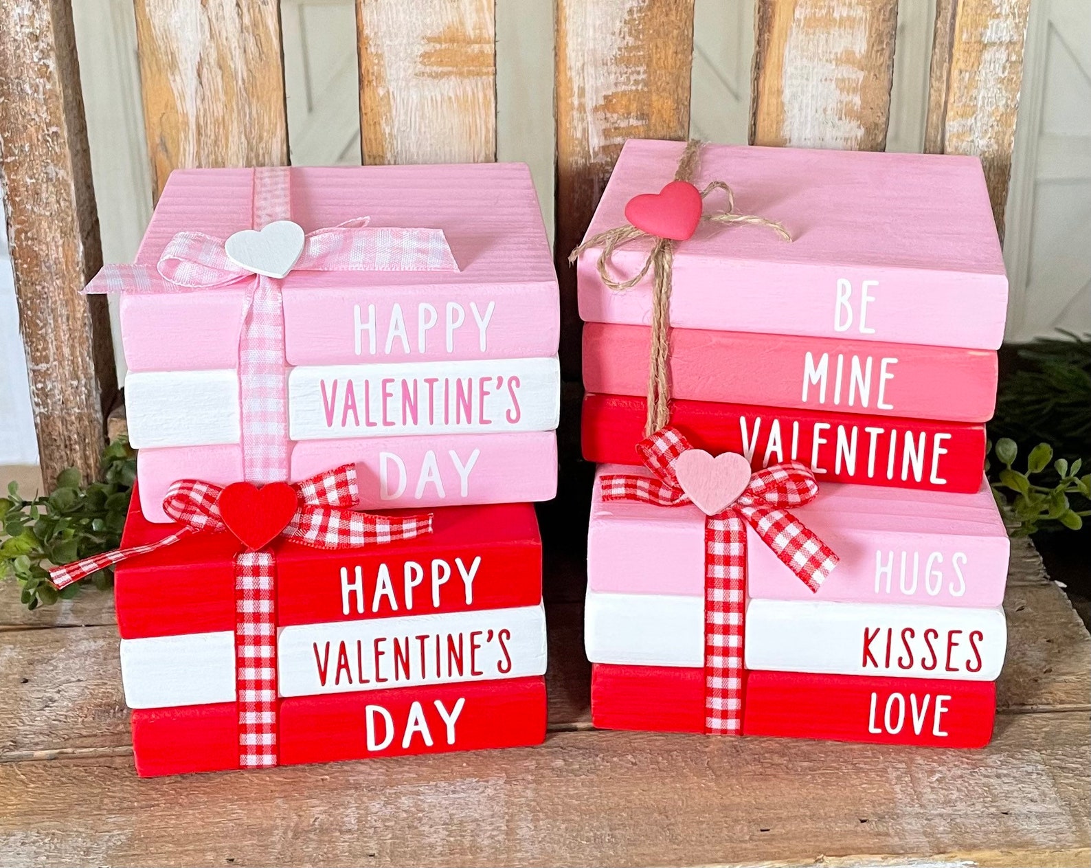 Farmhouse Valentines Day Wood Book Stack Valentines Day - Etsy