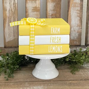 Farmhouse Lemon Wood Book Stack, Lemon Decor, Mini Wood Book Stack ...