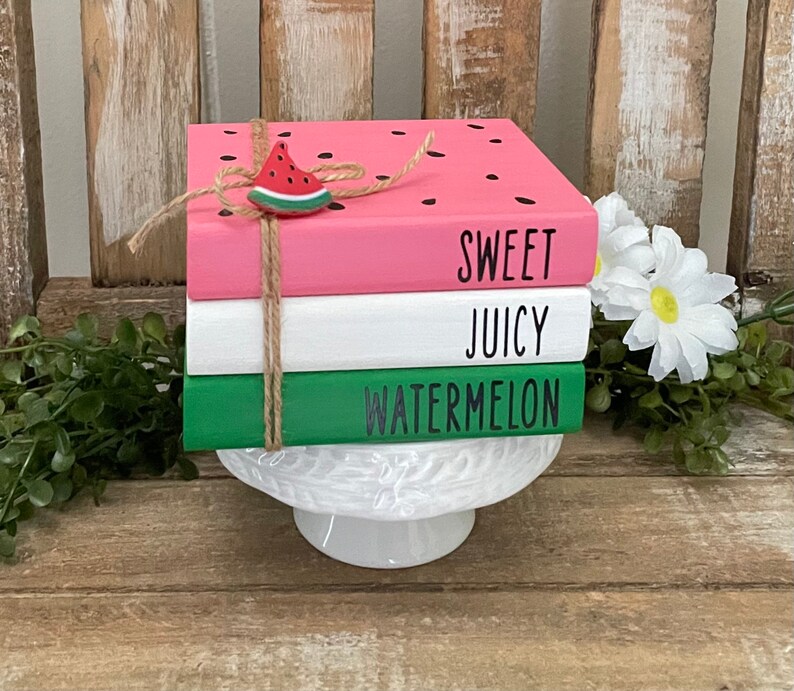 Watermelon Mini Wood Book Stack Wooden Books Watermelon - Etsy