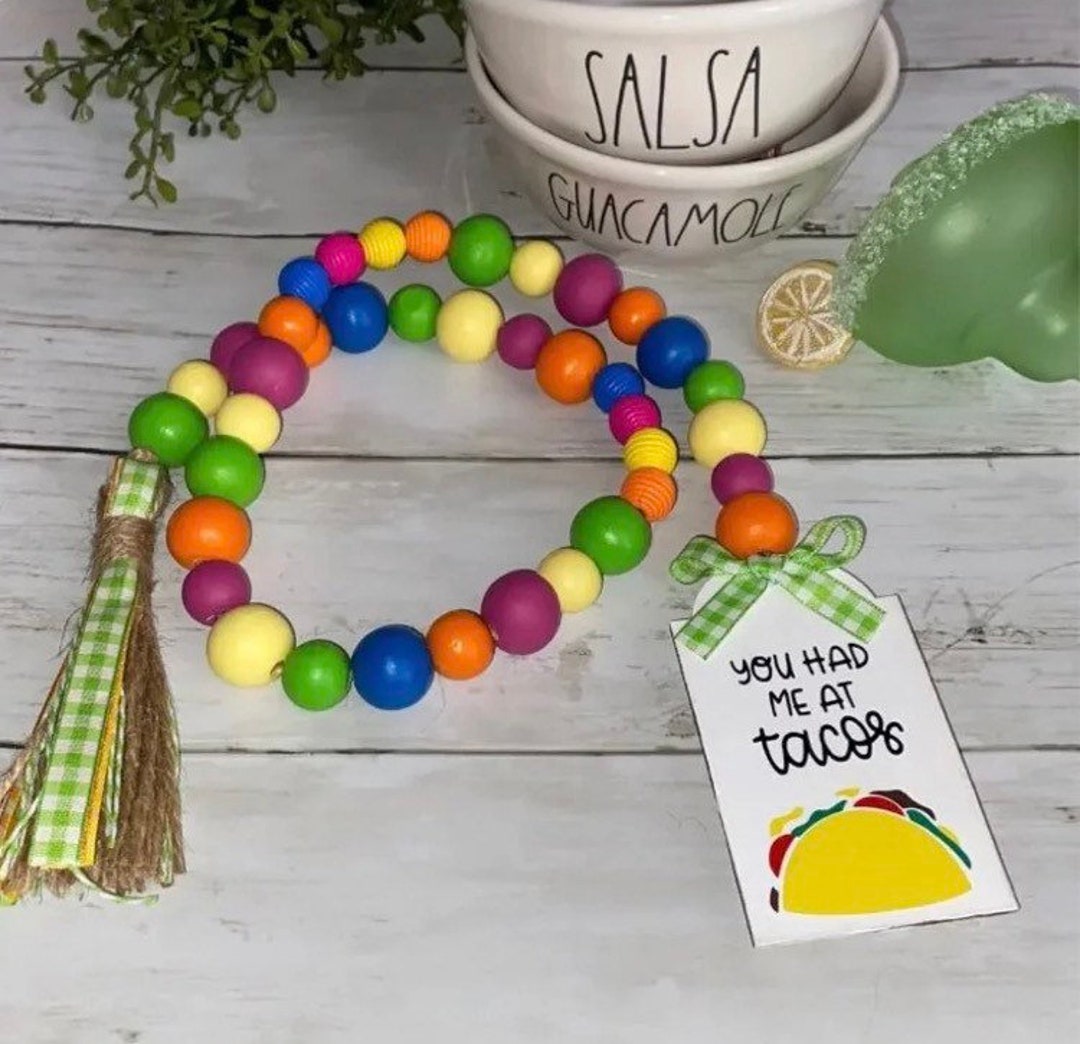 Cinco De Mayo Garland, Taco Garland, Farmhouse Garland, Wooden Beads ...
