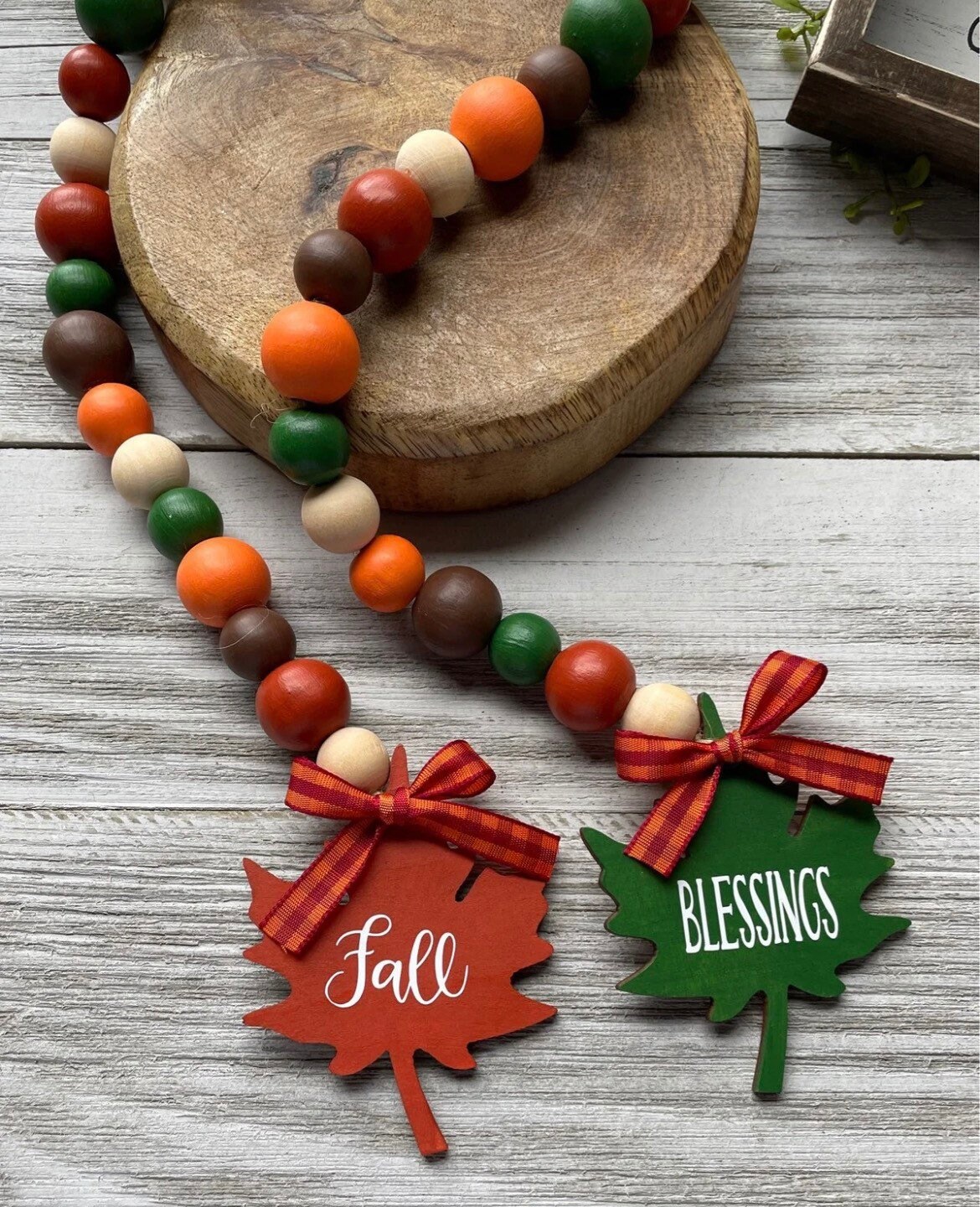 Fall Garland Wood Beads Garland Farmhouse Garland Wooden - Etsy