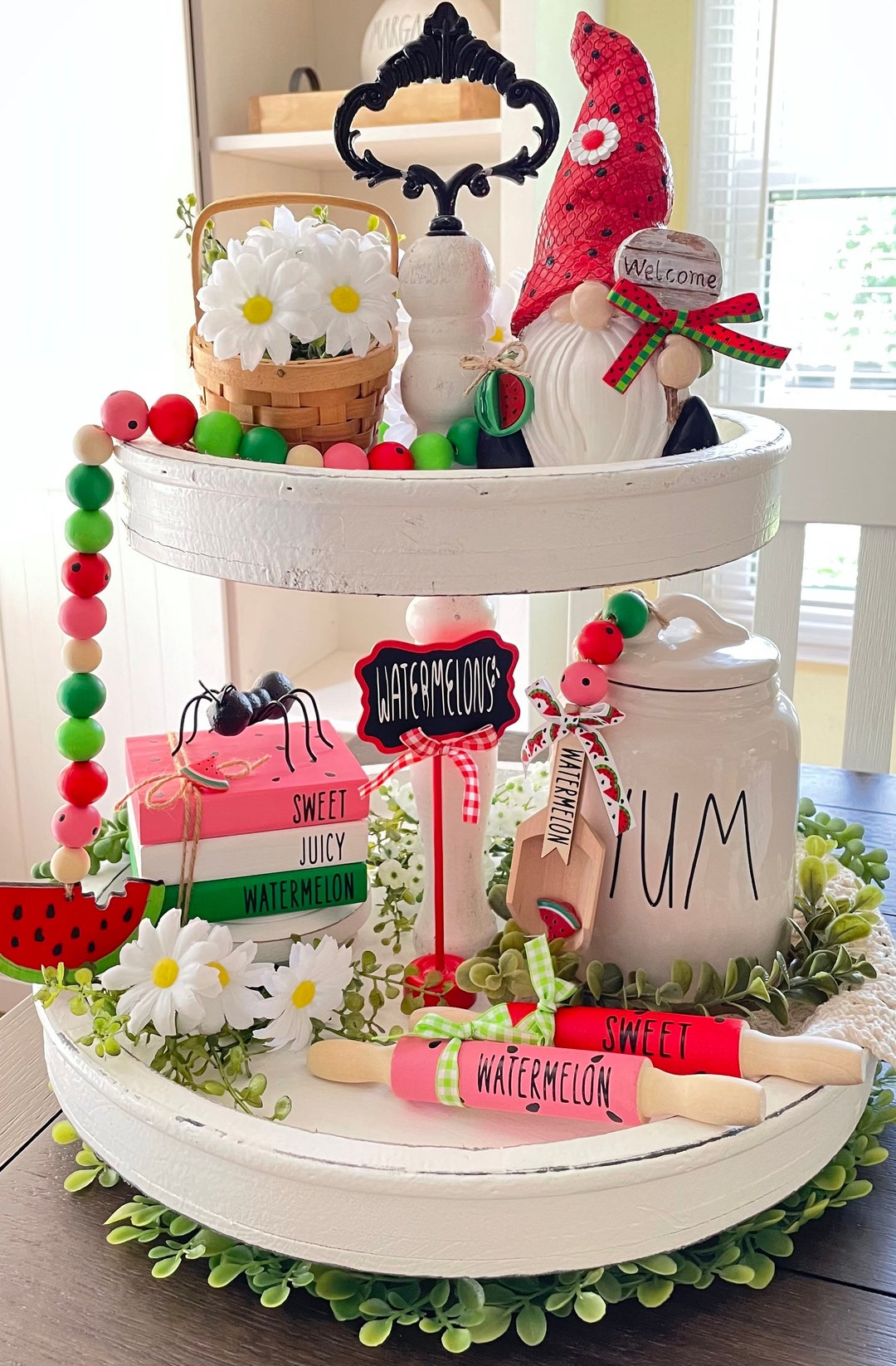 Farmhouse Watermelon Tiered Tray Decor, Farmhouse Decor, Watermelon ...