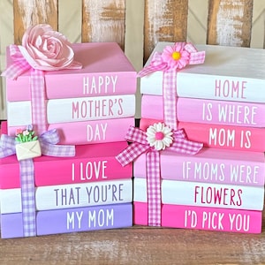 Farmhouse Mini Wood Books Mother’s Day Tiered Tray Decor Mother’s Day ...