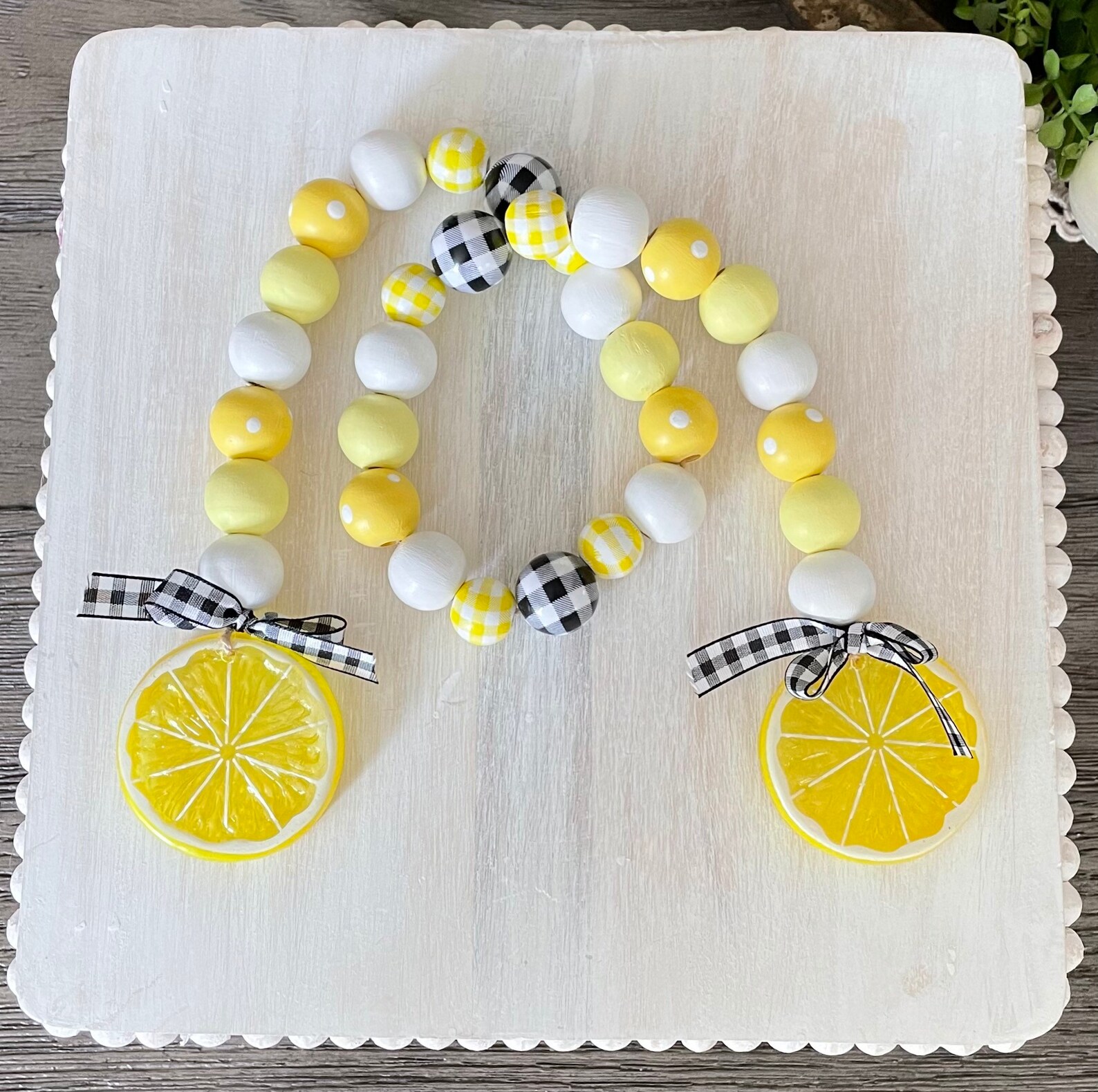 Farmhouse Lemon Wood Bead Garland Lemon Decor Lemon Tiered - Etsy