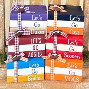 Mini Wood Book Stack Football Wood Books Student Decor Back to School ...