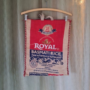 Hand Made Burlap Sack Tote Bag. Basmati Rice Burlap Sack. Tote Bag. - Etsy