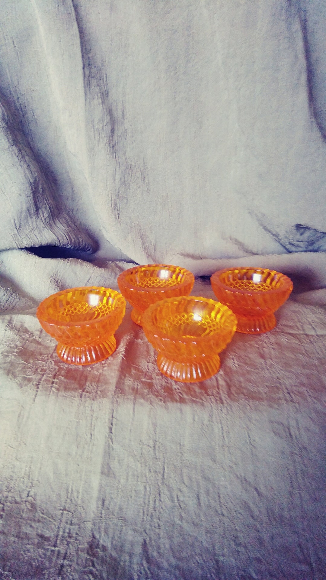 Vintage Mosser Amber Glass Salt Cellar Set. Mid Century Salt Dip Set ...