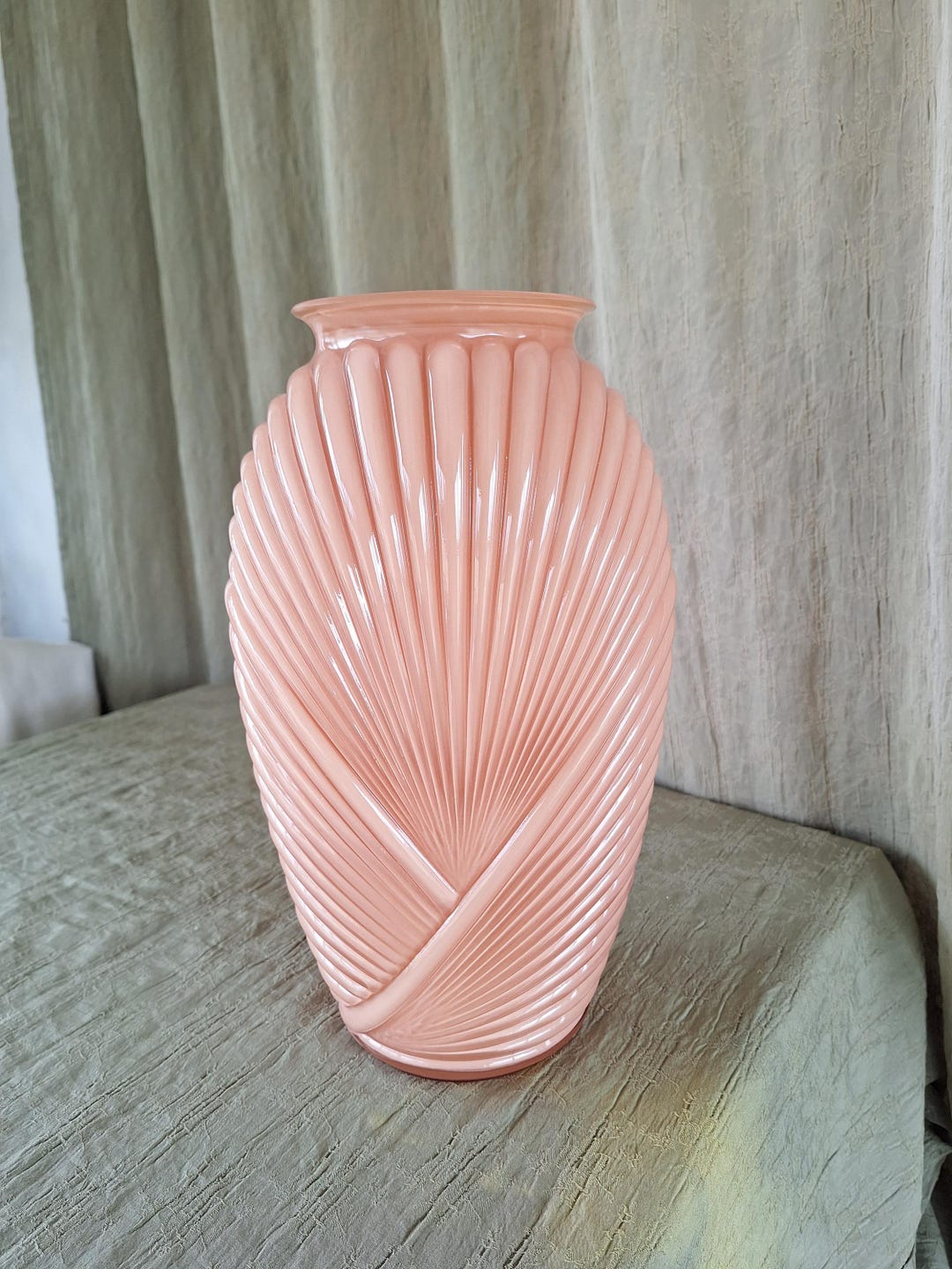 Vintage Pleated Vase. Vintage Draped Vase. Vintage Pink Pleated Vase ...