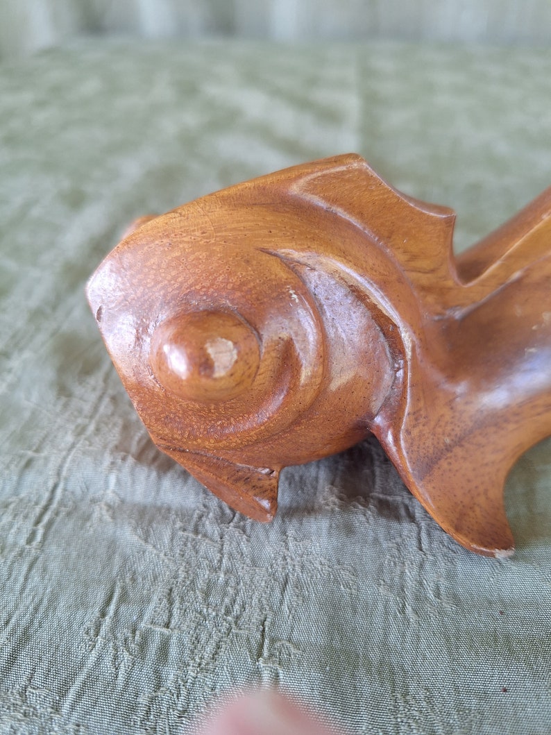 Vintage Monkey Pod Wood Koi Fish Figurines: Mid-century Decor - Etsy