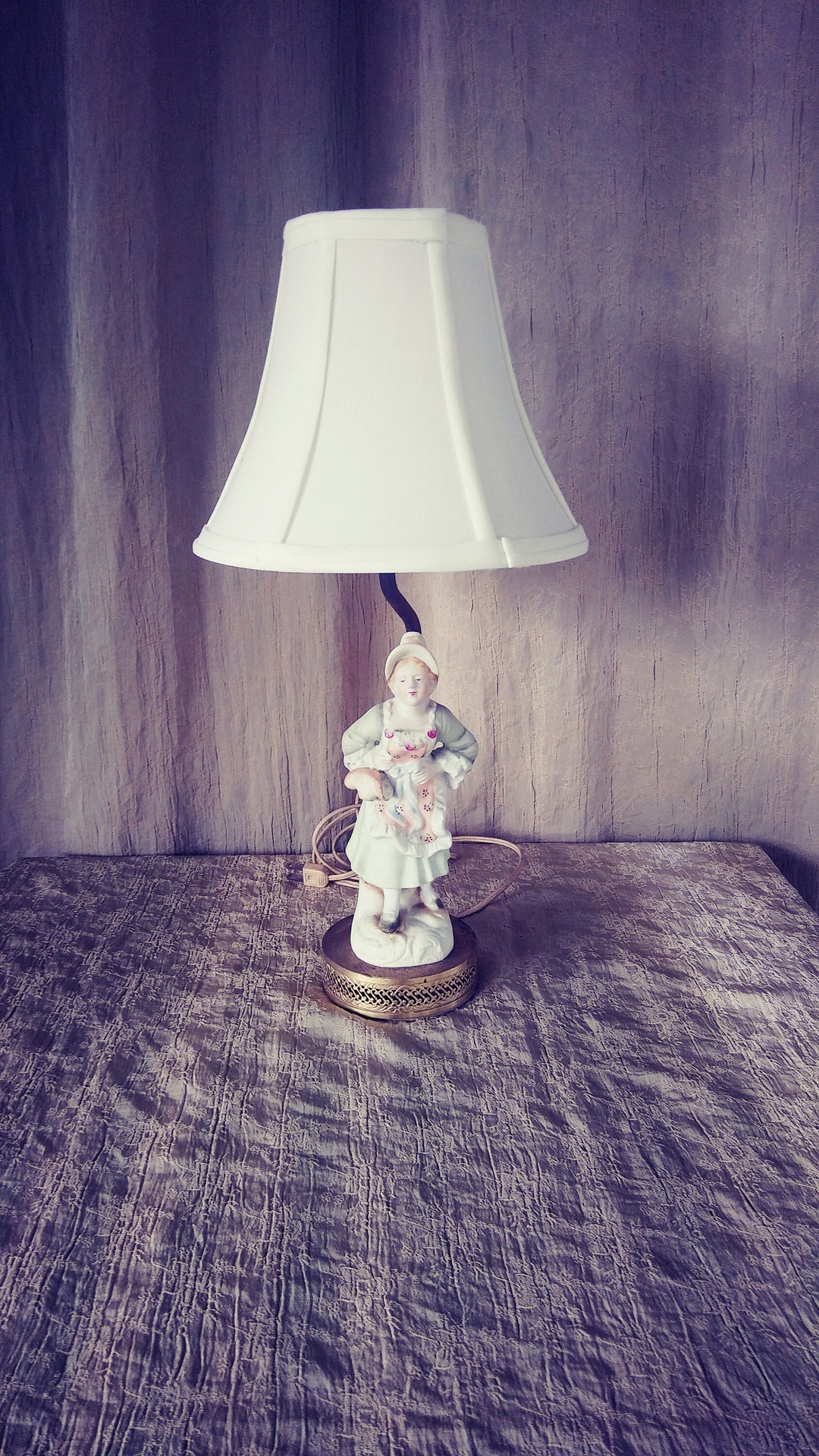 Vintage Ceramic Figure Lamp. Porcelain Lady Lamp. Mid Century Lamp ...