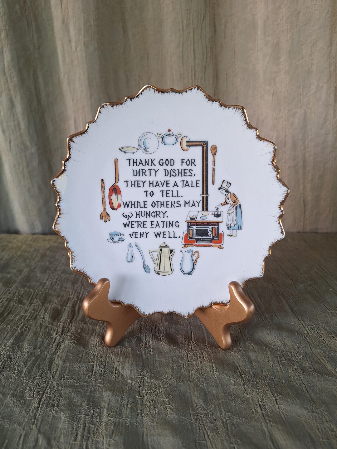 Vintage Kitchen Prayer Plaque. Kitchen Prayer Plate Wall Hanging ...