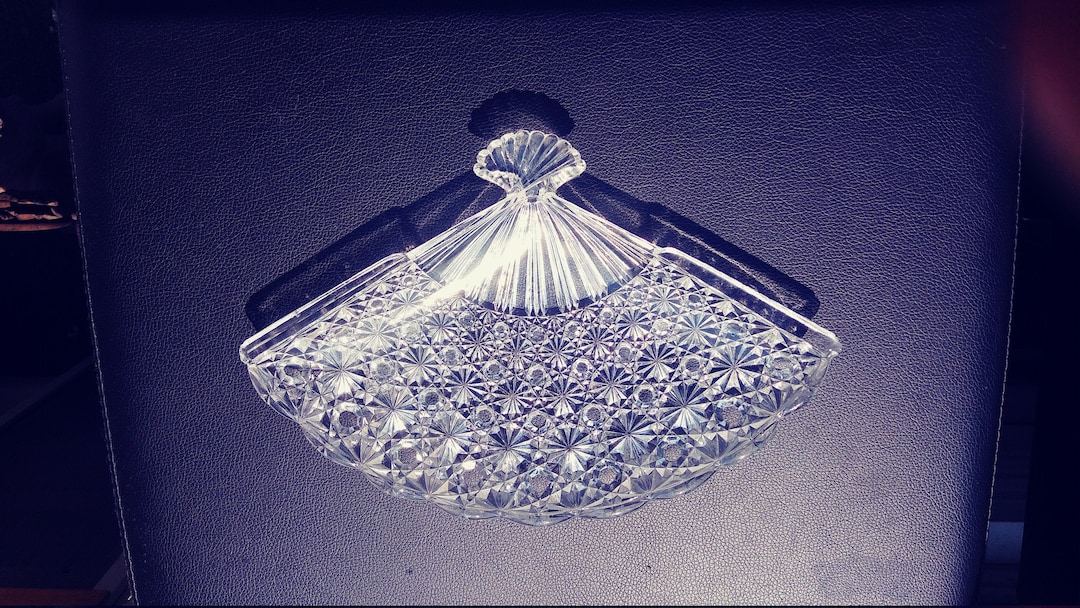 Vintage Pressed Glass Dish in Fan Shape. - Etsy
