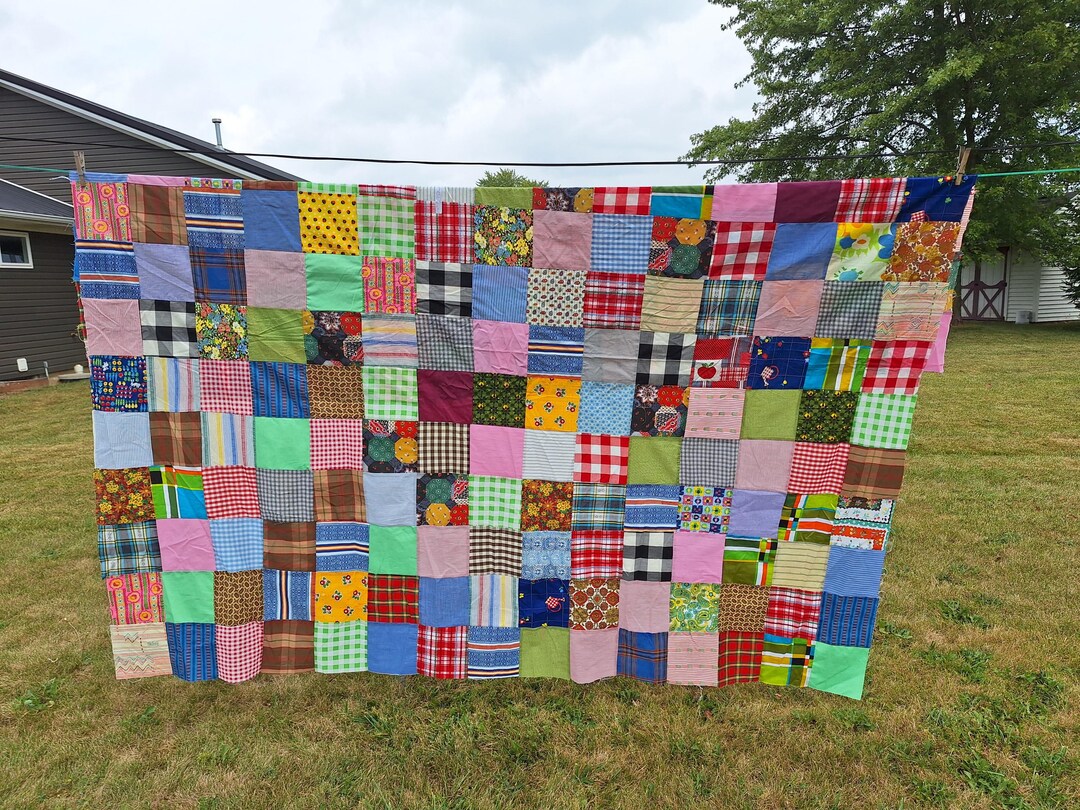 Vintage Patchwork Quilt Topper. Unfinished Quilt Topper. Multi Color ...