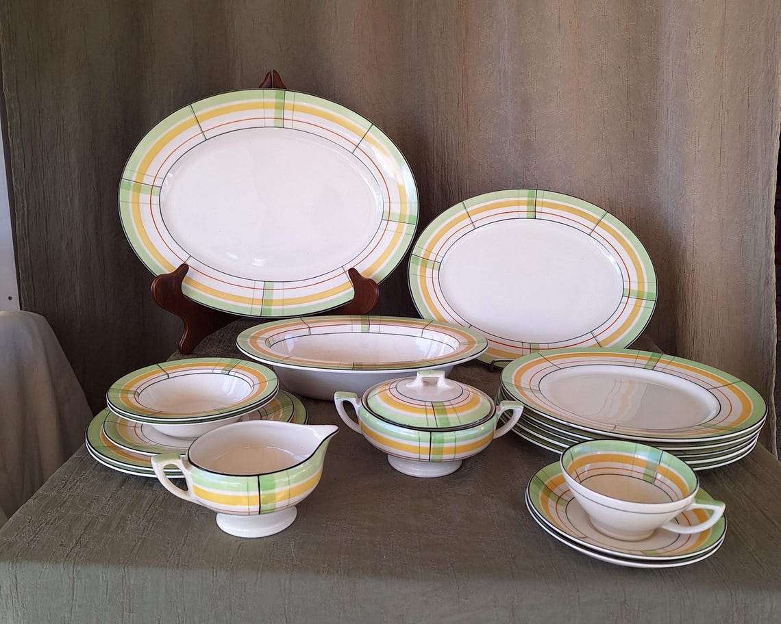 Vintage Myott Bros. Dish Set. Art Deco Dinnerware. Vintage Serving ...