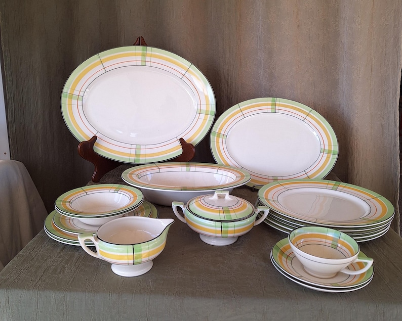 Vintage Myott Bros. Dish Set. Art Deco Dinnerware. Vintage Serving ...