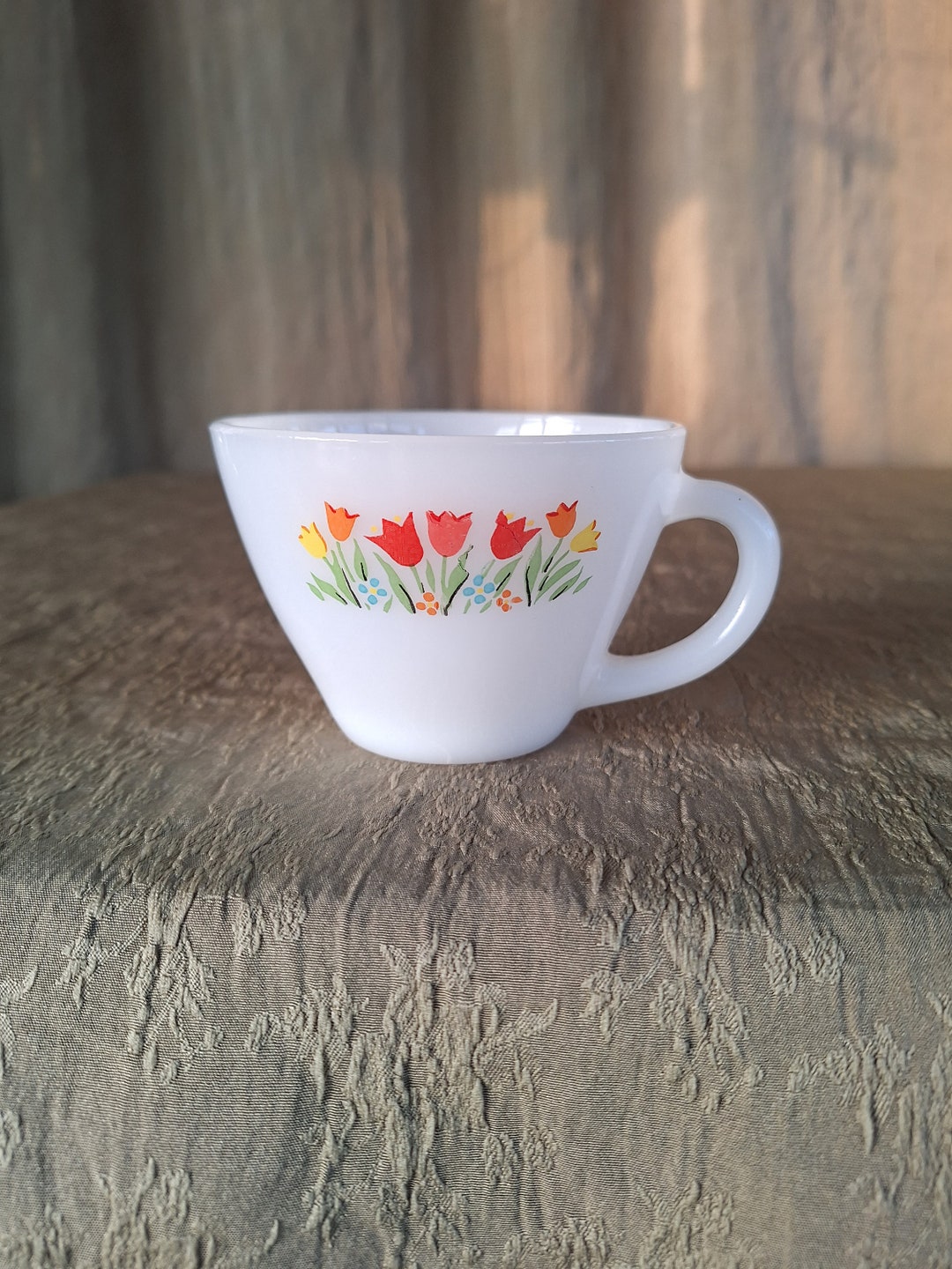 Vintage Fire King Tulip Tea Cup. Vintage Fire King Mug. Milk Glass Cup ...