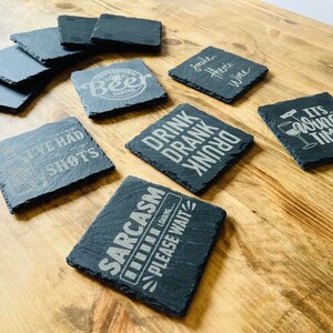 Engraved Slate Coaster Set, Custom Drink Coasters, Housewarming Gift - Etsy