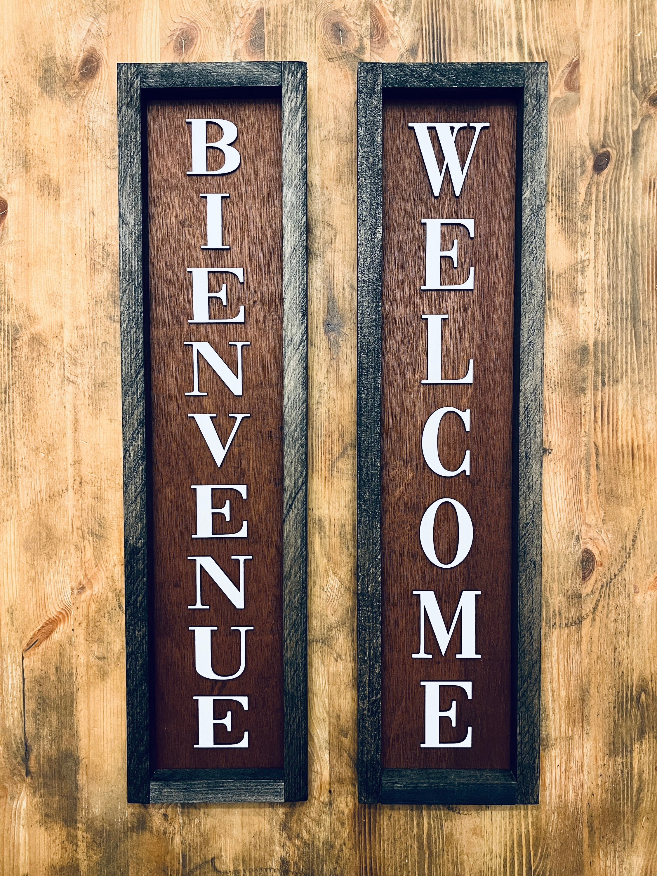 Welcome Bienvenue Wood Sign: 3D Farmhouse Porch Decor - Etsy