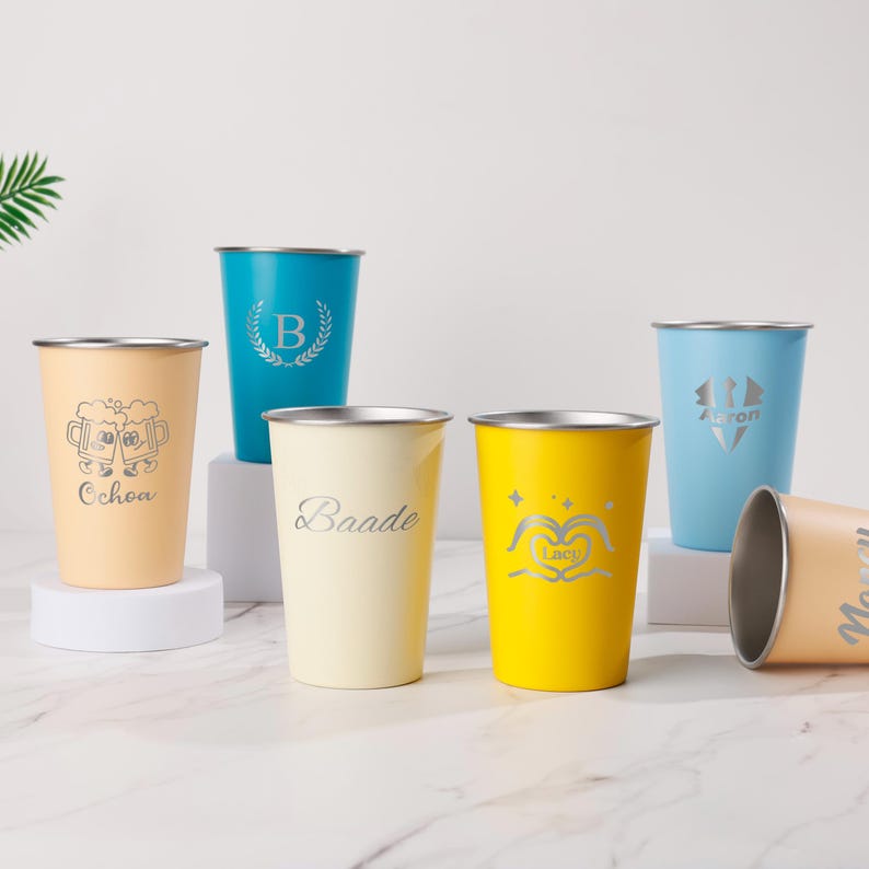 Personalized Engraved Stainless Steel Pint Cup With Initials/ Metal ...