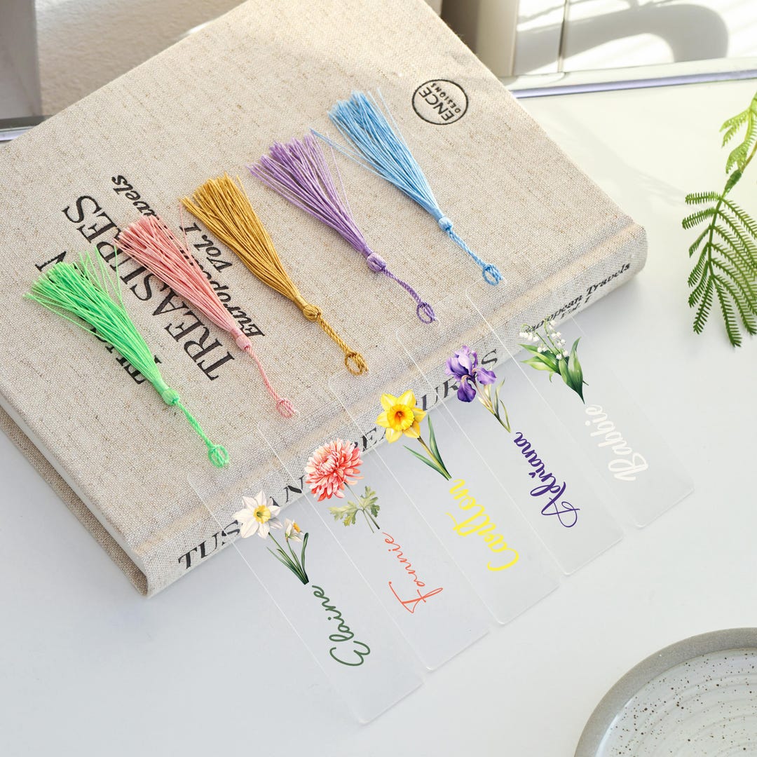 Personalized Birth Flower Bookmark for Women/ Custom Name Bookmark ...