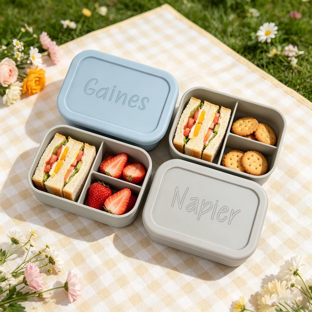 Personalized Engraved Bento Lunch Box/ Insulated Silicone Kids Food ...
