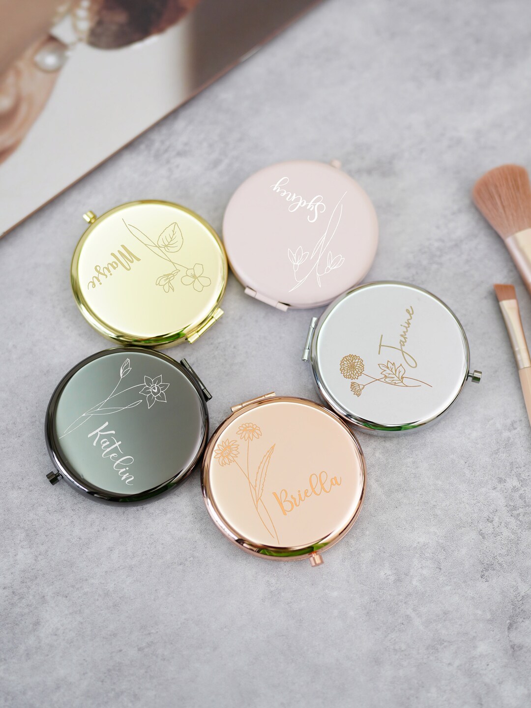 Engraved Compact Mirror |/ Unique Gifts for Best Friend / Bridesmaid ...