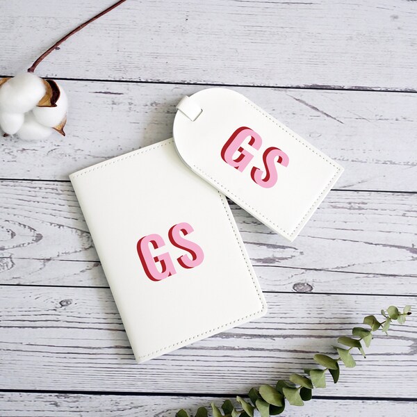 Leather Monogram Passport Holder - Etsy