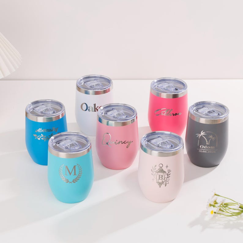 Personalized Laser Engraved 12 Oz Wine Tumbler/ Stainless Steel Wine ...