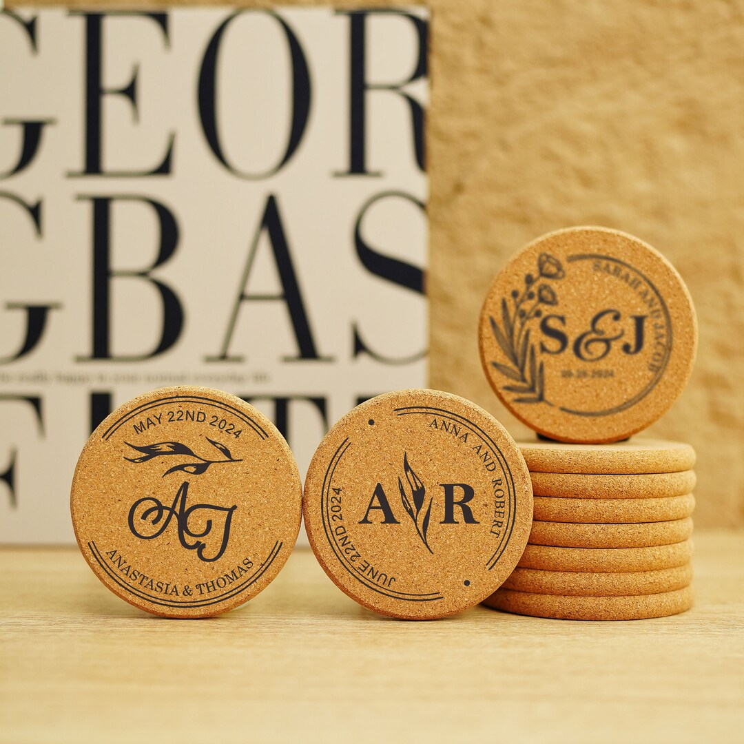 Personalized Cork Coasters/ Set of 4 Custom Cork Coasters/ Personalized ...