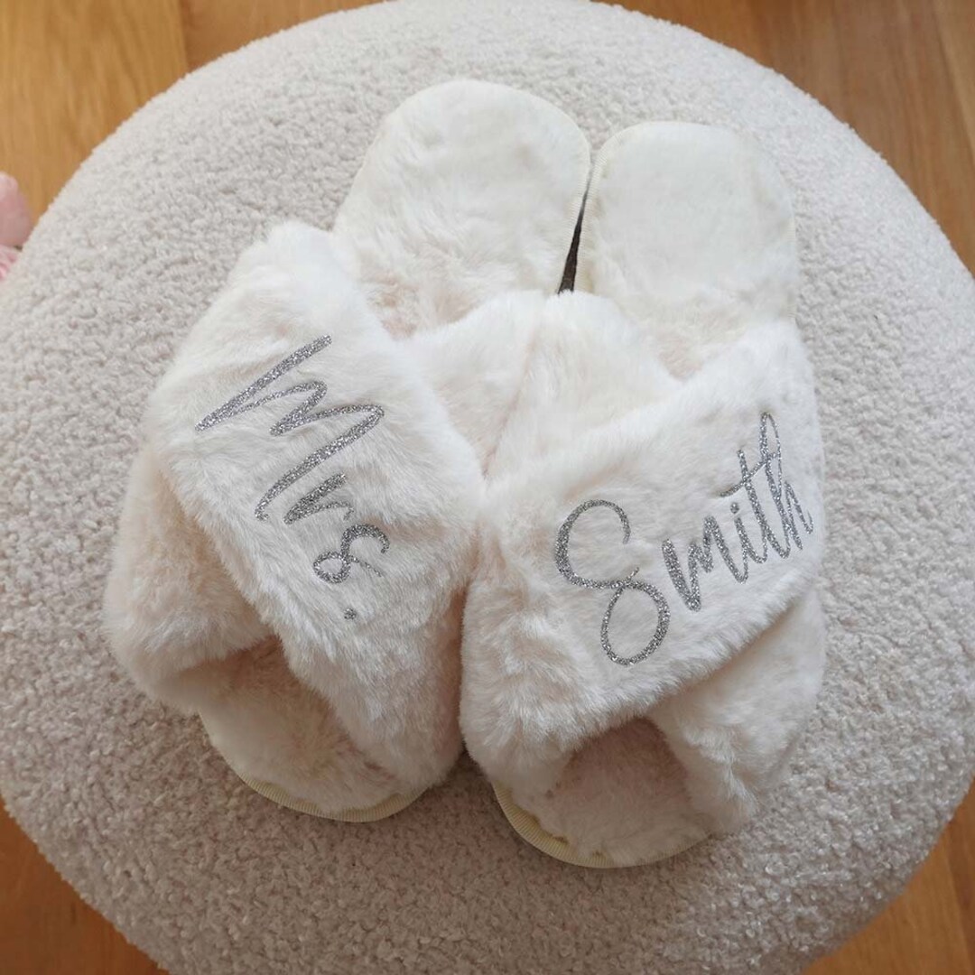 Personalized Cross Plush Slippers Custom Gift Women Cotton Slippers ...