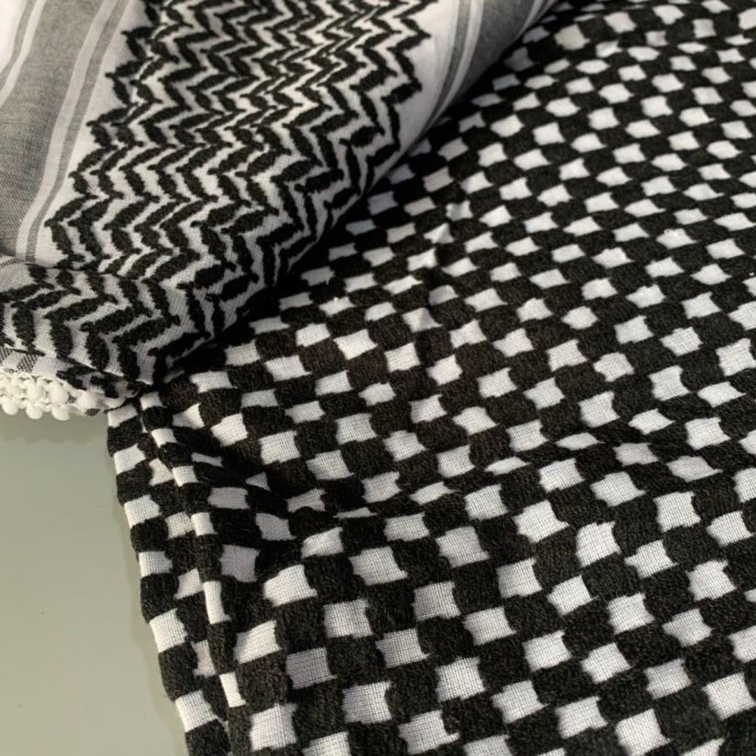 Square Pattern White Keffiyeh Jordanian Palestinian Kufiyah Kufiya ...