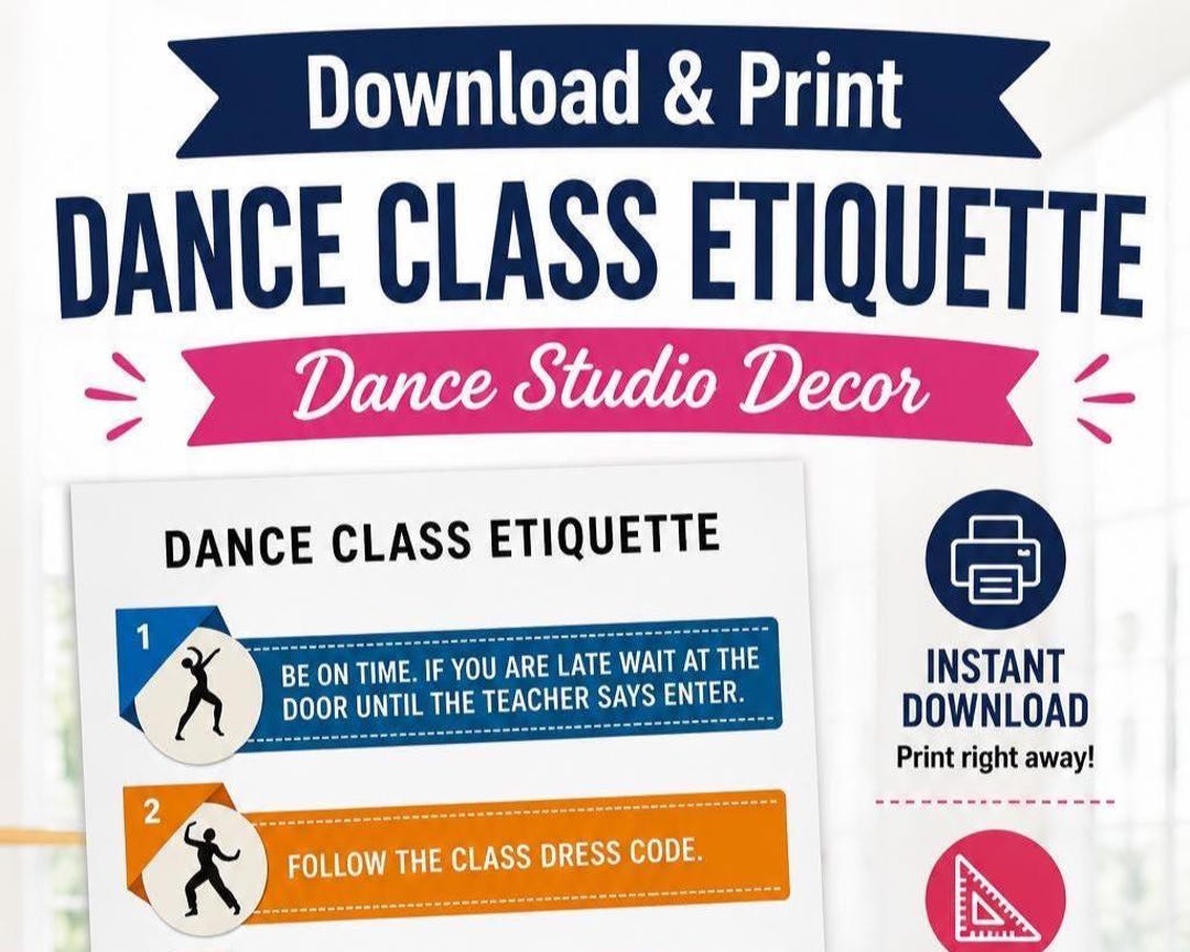 Digital Download, Dance Class Etiquette Poster: Printable Rules Sheet ...