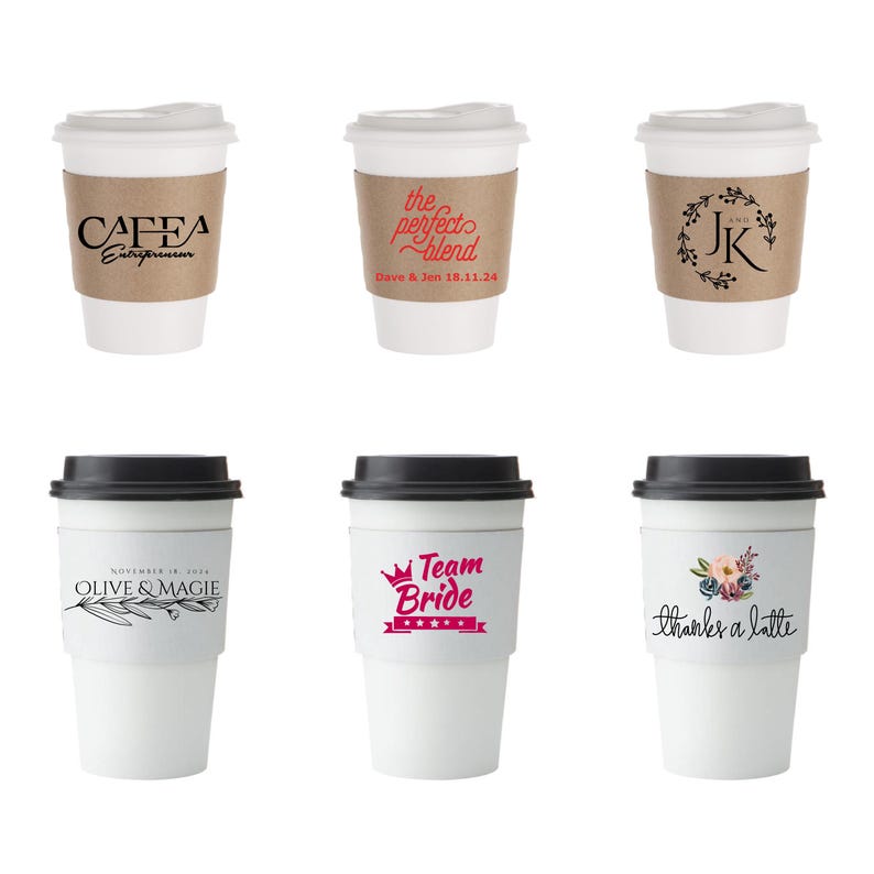 Custom Printed Paper Coffee Cup Sleeves | Disposable/kraft | Brown or ...