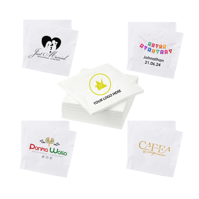 Custom Printed Paper Napkins | White 2 Ply | Dinner/luncheon/ Cocktail ...