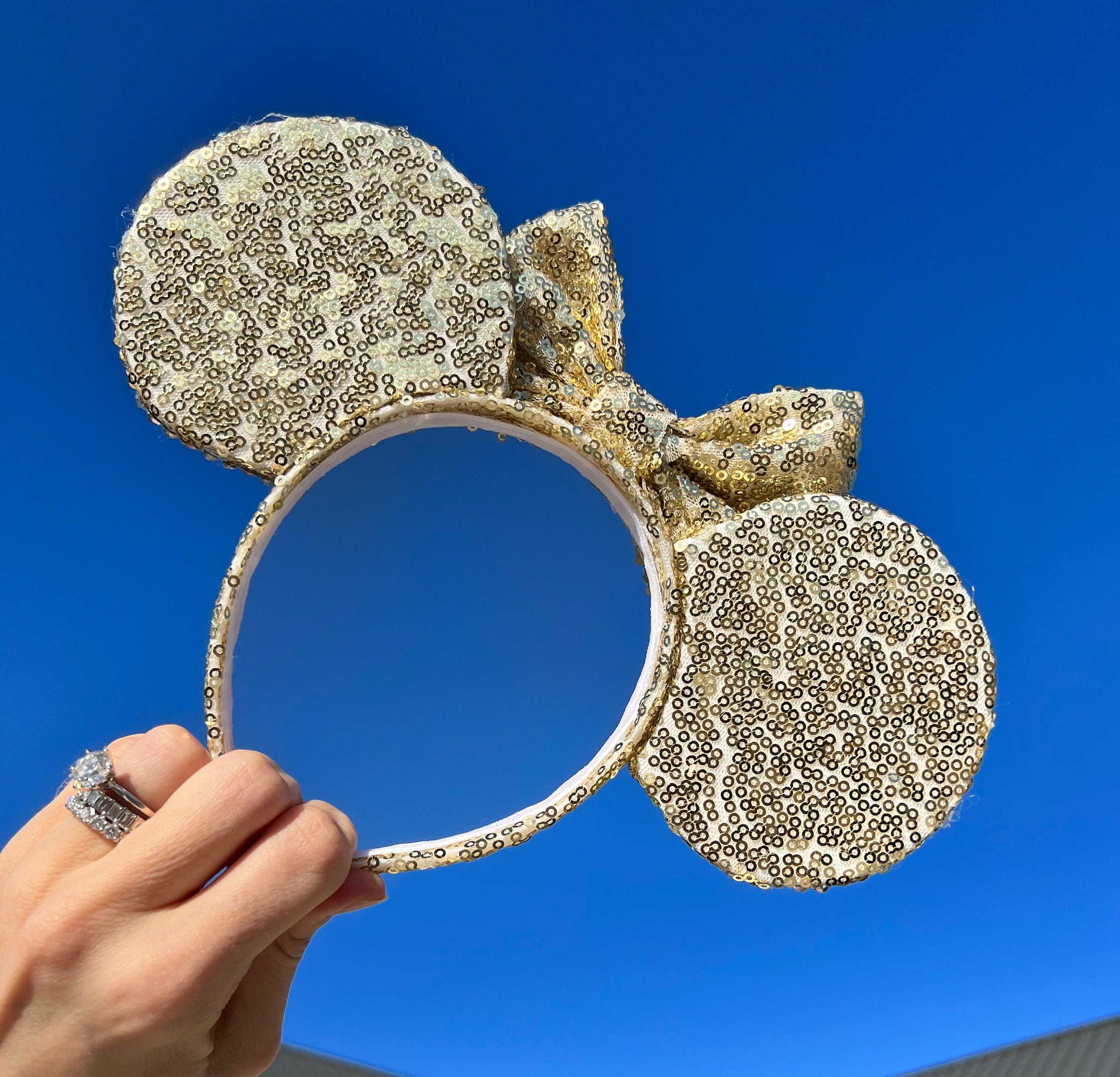 Gold Bling Sequin & Rhinestone Minnie Mouse Ears Headband - Etsy