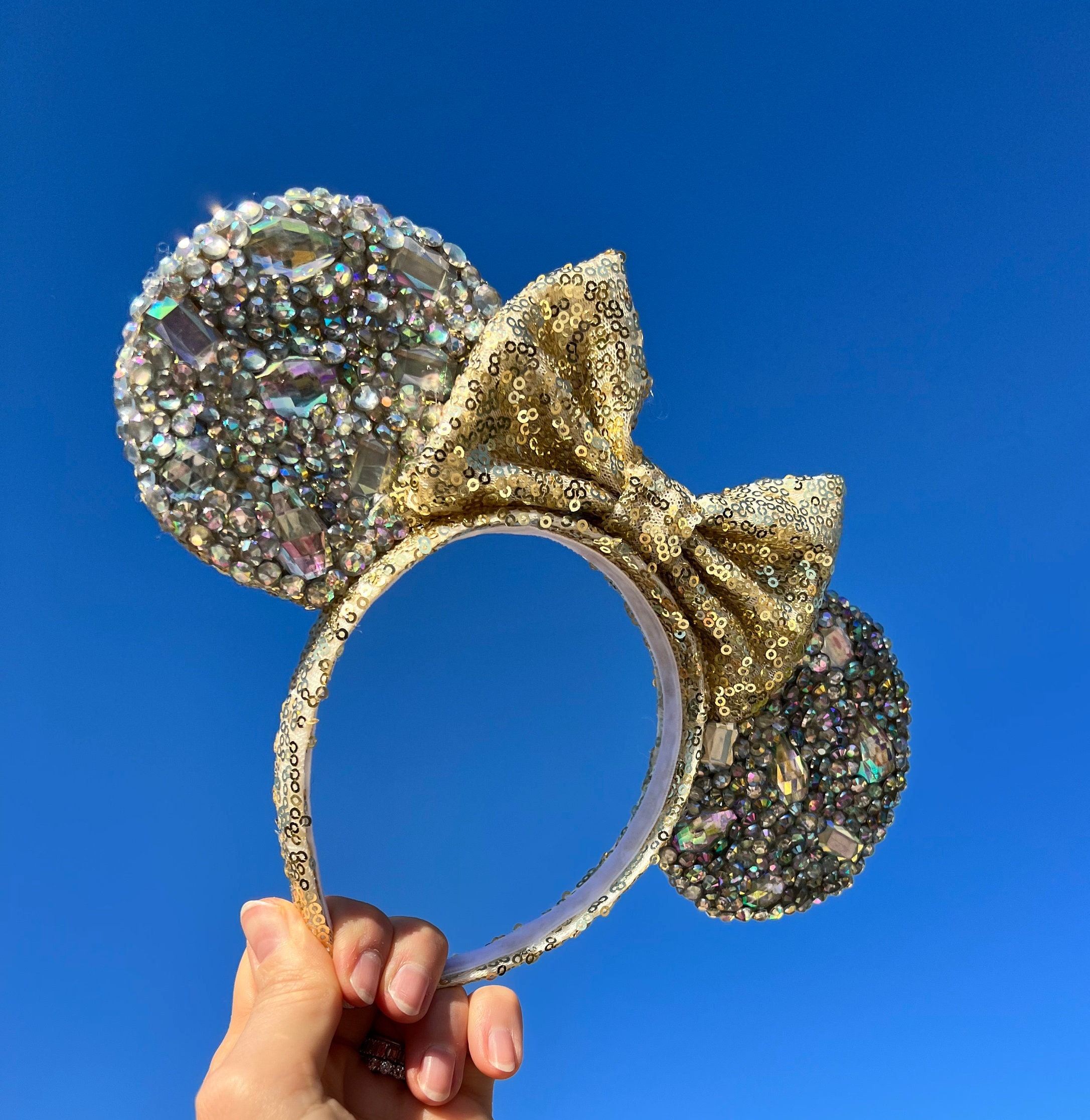 Gold Bling Sequin & Rhinestone Minnie Mouse Ears Headband - Etsy