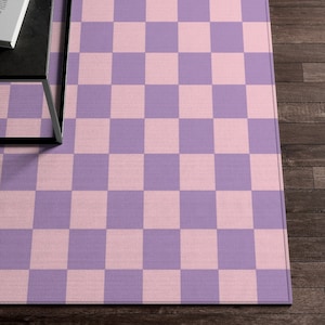 Checkered Rug, Pink Purple Checkerboard Rug, Funky Rug, Cute Rug ...