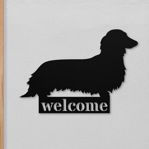 Long Haired Dachshund Welcome Sign for Front Porch, Dachshund Gift ...