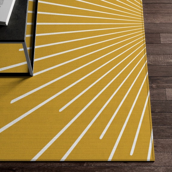 Boho Rug Mid Century Modern Sun Area Rug Mustard Yellow | Etsy