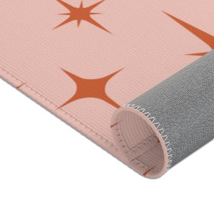 Pink Terracotta Retro Rug, Mid Century Modern Atomic Starburst Area Rug ...