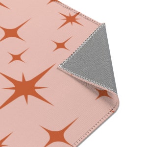 Pink Terracotta Retro Rug, Mid Century Modern Atomic Starburst Area Rug ...