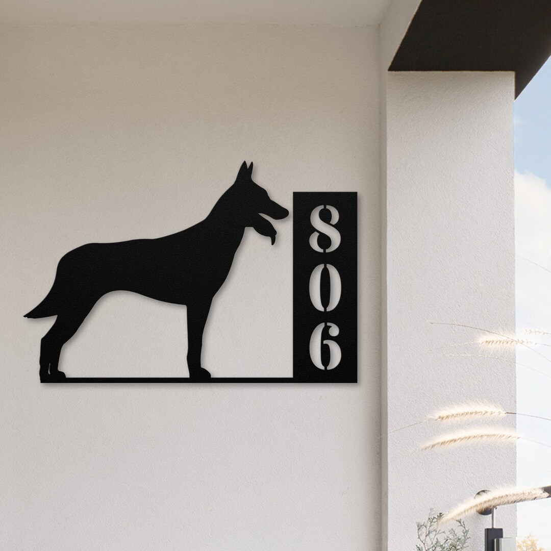 Belgian Malinois Custom House Number Sign, Personalized Belgian ...