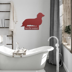 Long Haired Dachshund Welcome Sign for Front Porch, Dachshund Gift ...
