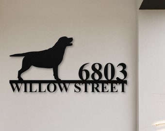 Black Yellow Chocolate Lab Labrador Custom Address Steel House Sign - Etsy