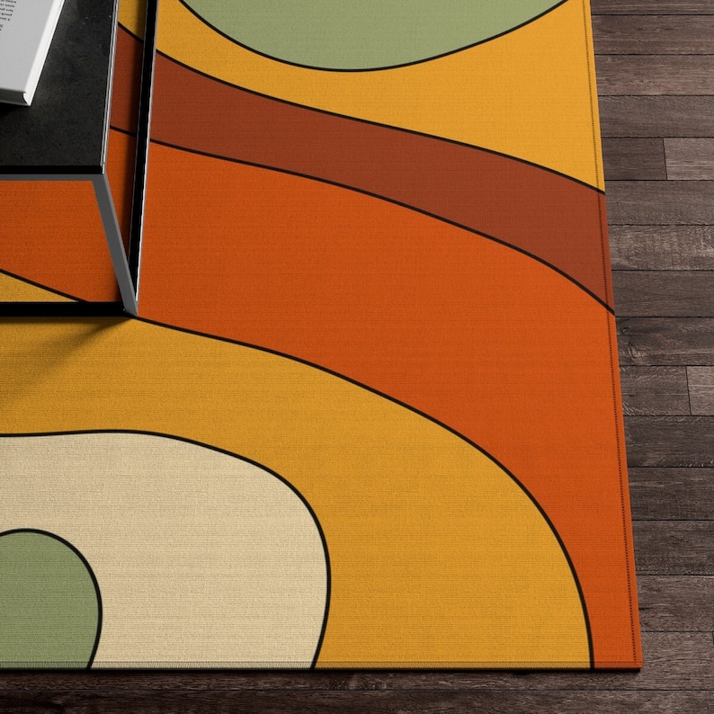 Retro Rug, 70s Rug, Funky Rug, Trippy Rug, Hippie Rug, Colorful ...