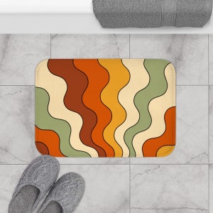 Retro Bath Mat, Funky Bath Rug, 70s Rug, Boho Shower Mat, Groovy 60s ...