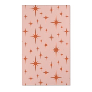 Pink Terracotta Retro Rug, Mid Century Modern Atomic Starburst Area Rug ...