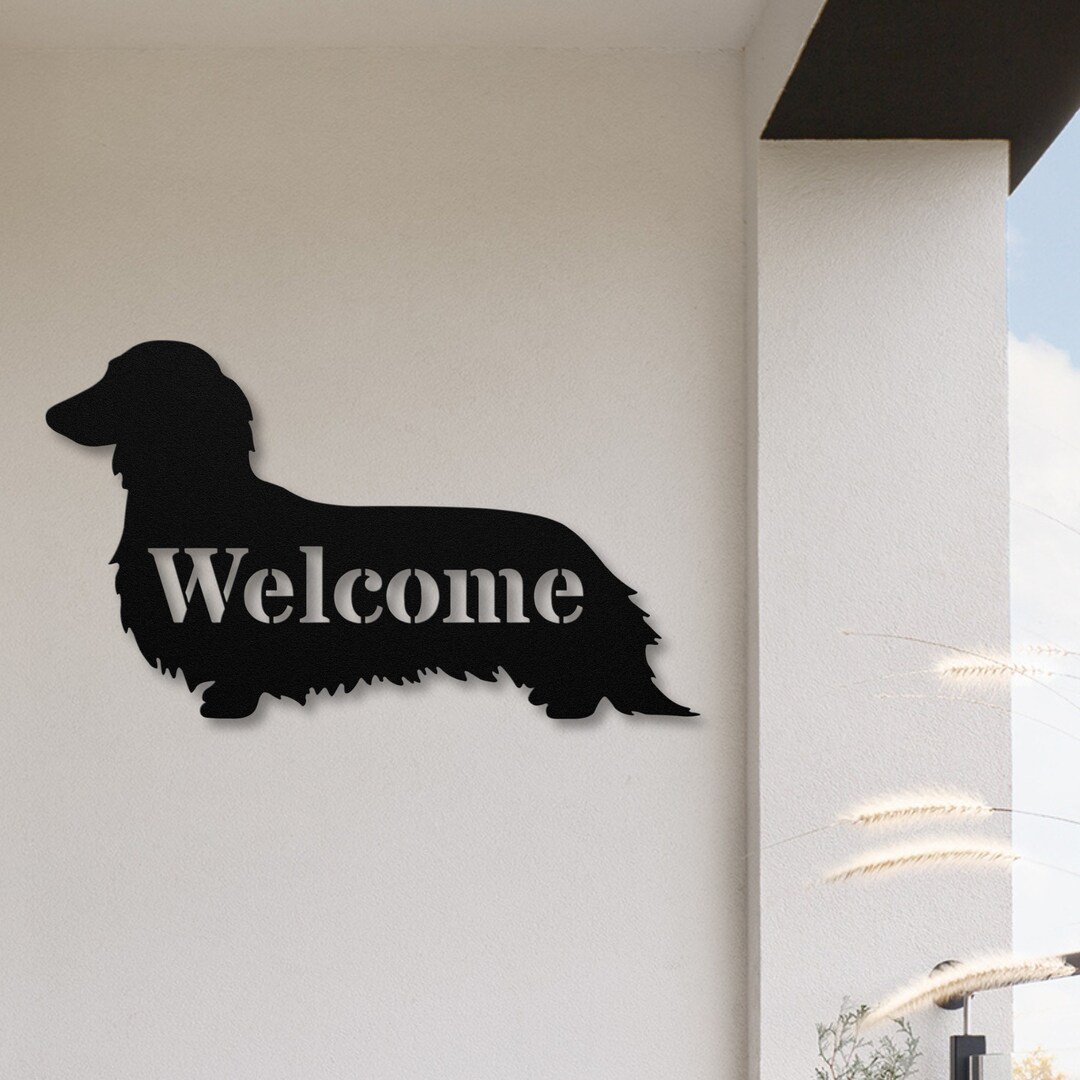 Long Haired Dachshund Welcome Sign for Front Porch, Dachshund Gift ...