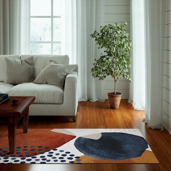 Abstract Rug Boho Rug Watercolor Abstract Shapes Area Rug | Etsy