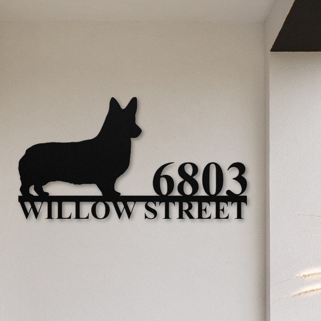 Corgi Custom Address House Number Sign, Corgi Gifts, Personalized ...